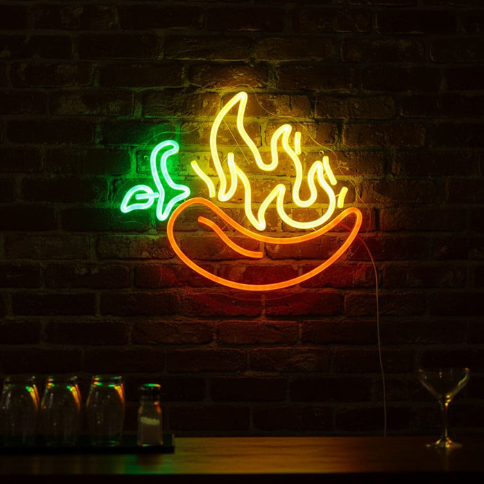Flaming Chili Pepper LED Neon Sign – Neon Designs