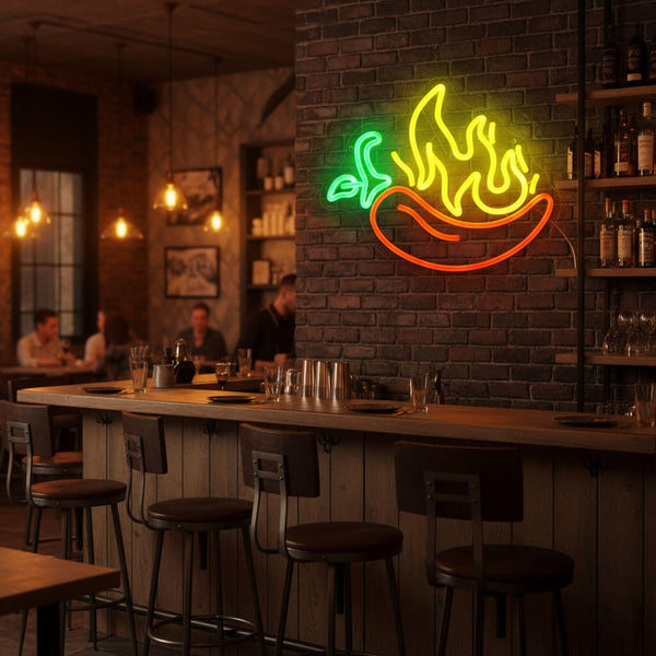 Flaming Chili Pepper LED Neon Sign – Neon Designs